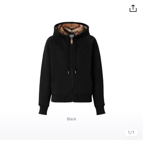 Burberry | Tops | Authentic Black Burberry Checked Hooded Zipper ...
